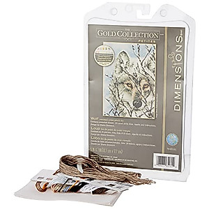 Dimensions Gold Collection Counted Cross Stitch Kit, Wolf, 18 Count White Aida, 5'' x 7''