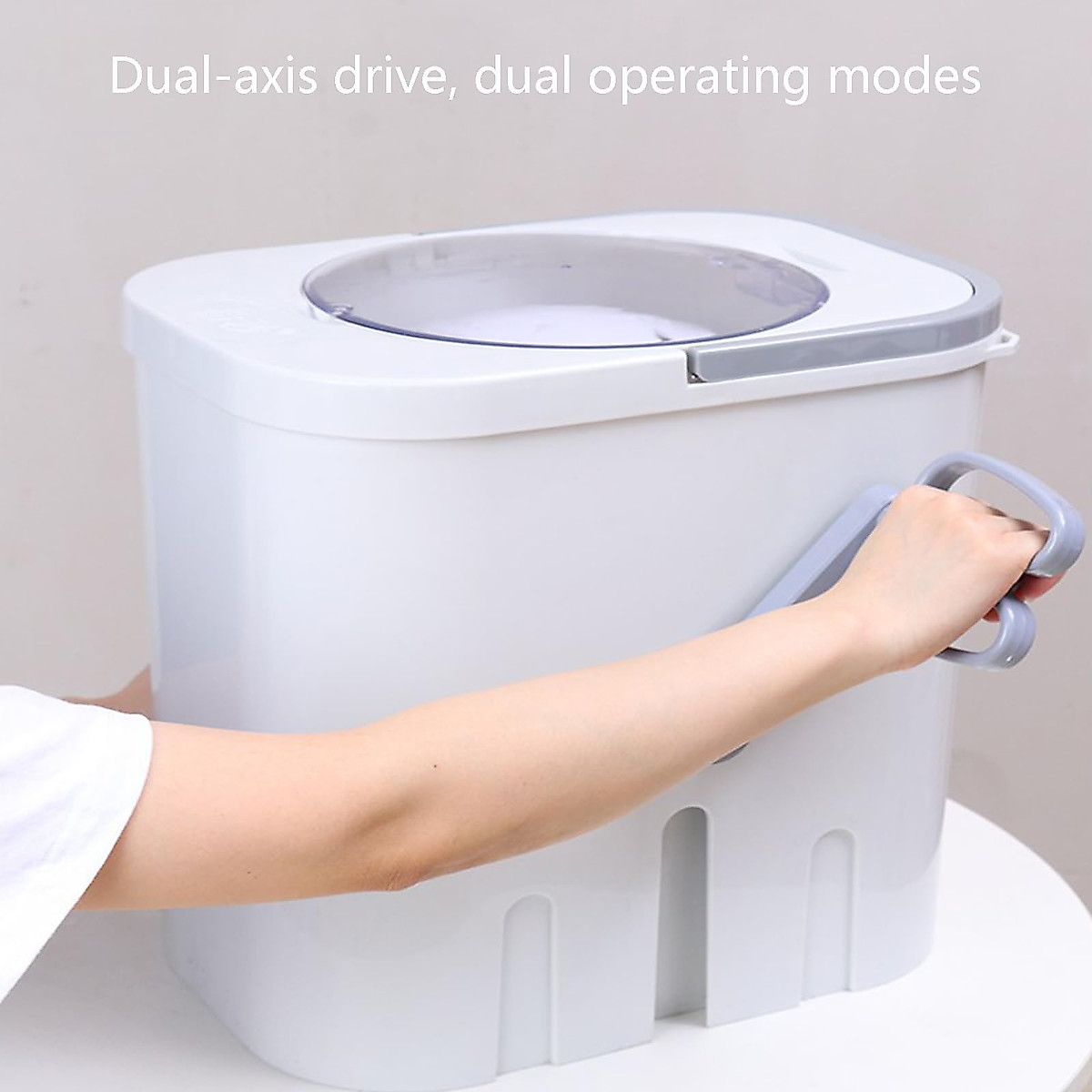 Portable Mini Washing Machine Non Electric, Compact Hand Crank Foot Pedal Rotary Washer, Manual Clothes Wringer, Labor-Saving Laundry Alternative, Mobile Clothes Washer for Dormitory, Apartment, RV