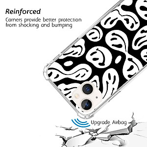 Fisgerod Black and White Smile Face iPhone Case for iphone 13, Trippy Aesthetic Melting Case for Girls Boys Women Men, Unique Trendy TPU Bumper Cover Case for iphone 13