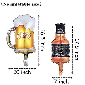 PANRRPERS10 Pcs Whisky Bottle Foil Balloons and Beer Mug Cheers Foil Balloons 16 Inch for Birthday Party Party Decoration Party Beer Festival Supplies