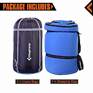 KingCamp Camping Double Sleeping Bags, 3 Season Cotton Flannel Lining Double Layer Sleeping Bag 2 Person Couple Waterproof Lightweight Backpacking Hiking Outdoors with Pillow and Carry Bag Queen Size