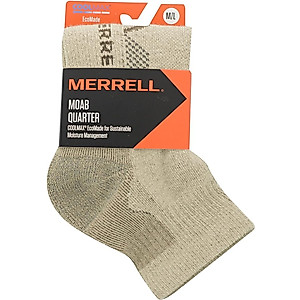 Merrell Unisex-Adult's Moab Hiking Mid Cushion Socks-1 Pair Pack-Coolmax Moisture Wicking & Arch Support, Ankle-Oatmeal, M/L (Men's 9.5-12 / Women's 10-13)