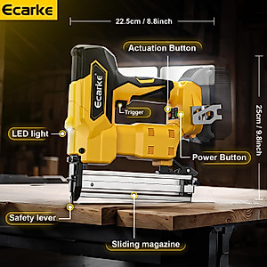 18GA Cordless Brad Nailer for Dewalt 20V MAX Battery: Electric Brad Nail Gun with 18 Gauge Nails for Upholstery Woodworking - Brushless- 2 Mode - 5/8 to 1-1/4 Inch - Tool Only