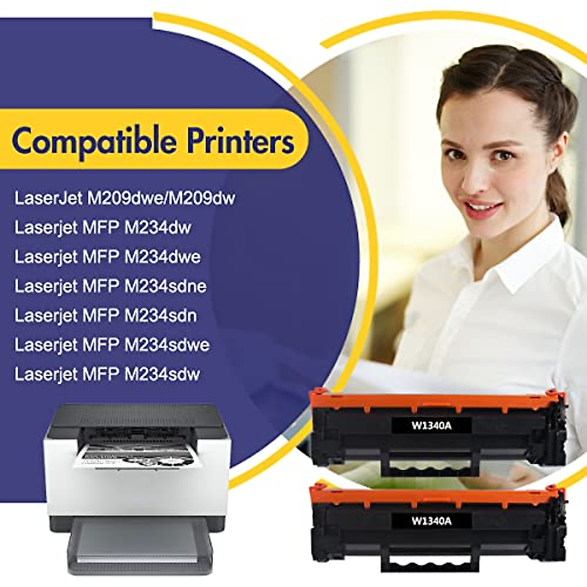 134A Toner Cartridge 2-Pack Compatible Replacement for HP 134A W1340A 134X W1340X Toner Cartridge for HP M209dwe M209dw MFP M234dw M234dwe M234sdne M234sdn M234sdwe M234sdw Printer (Black, No Chip)