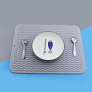 Silicone Dish Drying Mat 3PCS for Easy Clean,Heat-resistant,Eco-riendly,Multiple Usage.For Kitchen Counter or Sink,Table Insulation and Microwave Oven Oil Drainage