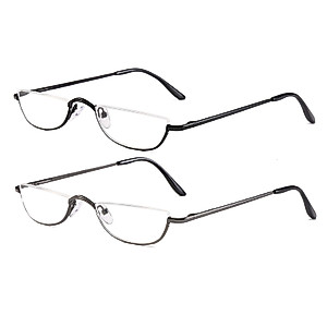 DABYDA Half Reading Glasses，Metal Frame Readers for Women Men with Pouch (2 Pairs 1.5)