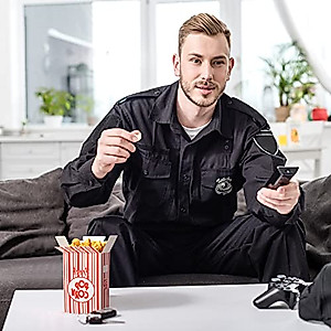 Hotop 200 Pieces Paper Popcorn Bags Close Top Popcorn Boxes Container 6 x 4 x 2 Inches Red and White Striped Popcorn Cups Bucket for Movie Party and Theater Night Supplies White,Red