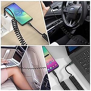 SooPii Coiled USB C Cable, 100W USB C to USB C Cable Fast Charge, 6FT Nylon Braided Type-C Cable with LED Display for lPad Air/lPad Pro, MacBook Pro, Samsung Galaxy S21,and other USB C Devices (Black)