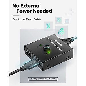 avedio links HDMI Switch 4K@60Hz HDMI Splitter, Bi-Directional HDMI 2.0 HDCP 2.2 Switcher 2 in 1 out, HDMI Splitter 1 in 2 out Support 3D HDR for Xbox PS5/4 Roku Fire Stick HDTV Monitor