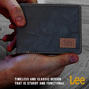 Lee Men’s Bifold Wallet Slim Casual Everyday Minimalist Cash and Card Holder (Black)