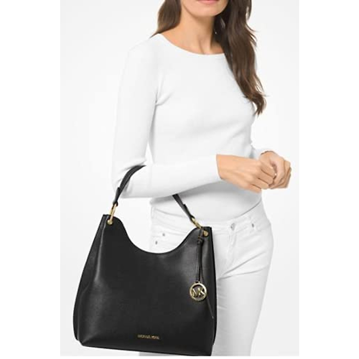 Michael Kors Women's Joan Large Slouchy Shoulder Bag Style 35S1GV9L3L (Black)