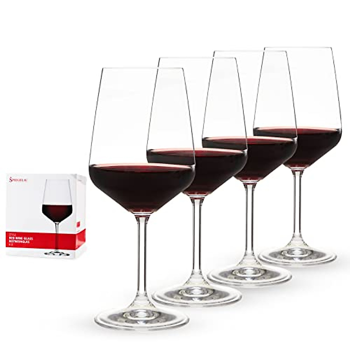Spiegelau Style Red Wine Glasses, Set of 4, European-Made Lead-Free Crystal, Classic Stemmed, Dishwasher Safe, Professional Quality Red Wine Glass Gift Set, 22.2 oz
