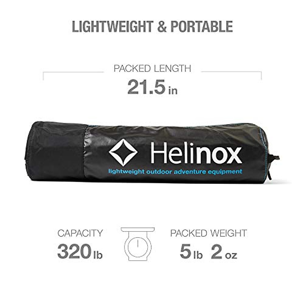 Helinox Cot One Lightweight, Compact, Collapsible, Portable Camping Cot, Regular, Black