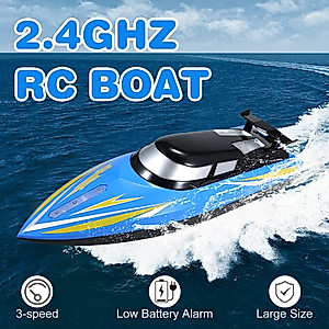 QIYHBVR RC Boats Remote Control Boat for Pools and Lakes 2.4 GHZ 20km/h RC Boats for Adults and Kids Fast RC Racing Boats for Kids and Adults Toys Gifts for Boys Girls