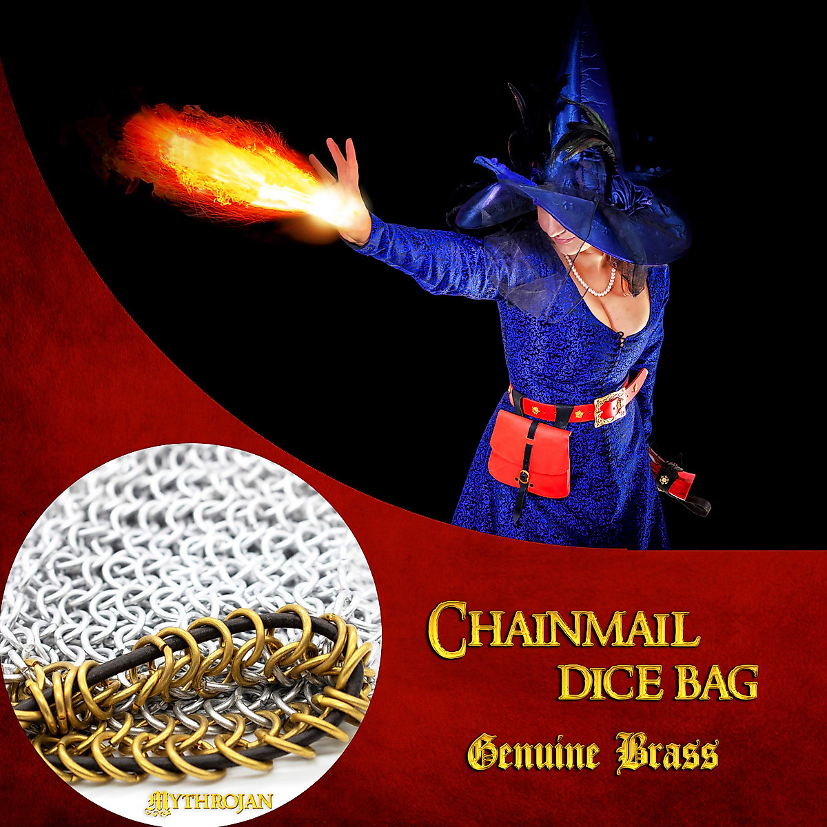 Mythrojan Chainmail DnD Dice Bag Drawstring Medieval Role Playing LARP Dice Pouch