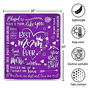 Gifts for Mom, Soft Mom Blanket, Valentines Day Gifts for Mom, Birthday Gifts for Mom, Gifts for Mom from Daughter, Valentines Gifts for Mom, Mom Birthday Gifts,Purple Blanket 50" x 60"