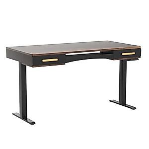 FEZIBO Standing Desk with Drawers, 55" x 26" Vintage Adjustable Standing Desk, Sit Stand Up Desk, Adjustable Height Home Office Desk, Mid-Century Executive President Office Desk