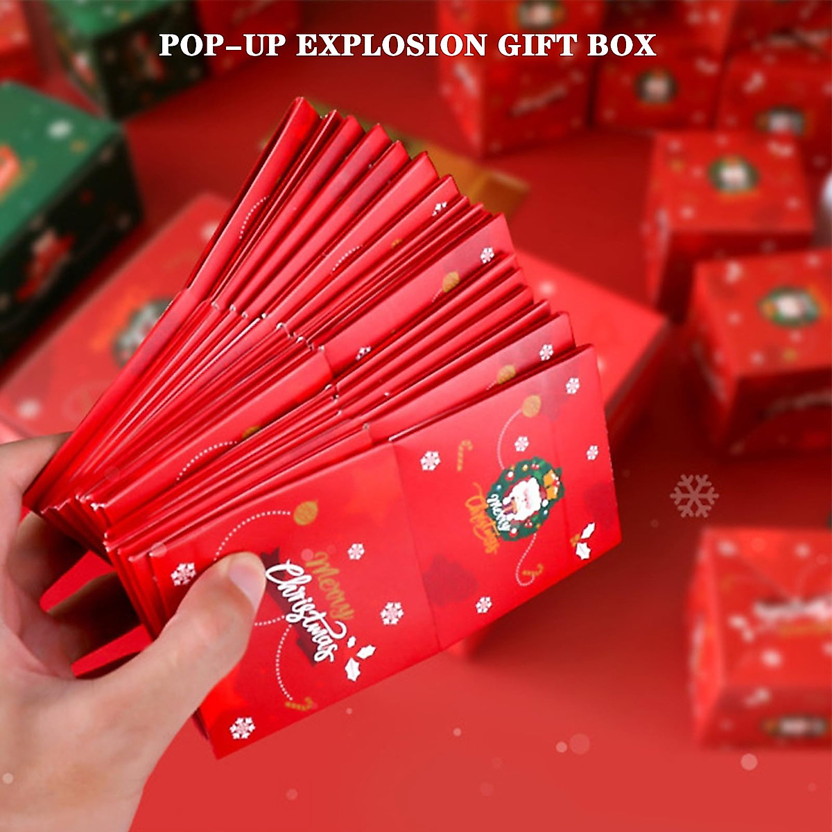 Surprise Box Gift Box for Money, Surprise Gift Box Explosion,2024 Newly Merry Christmas Surprise Gift Boxes,Folding Pop-Up Explosion Gift Box for Birthday Anniversary Valentine Proposal (Red Christmas)