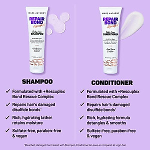 Marc Anthony Repairing Shampoo & Conditioner Set, Repair Bond Rescuplex - Repairs, Strengthens, & Maintains Bonds within Hair - Eliminates Frizz, Flyaways, & Reduce Breakage - Dry & Damaged Hair Care
