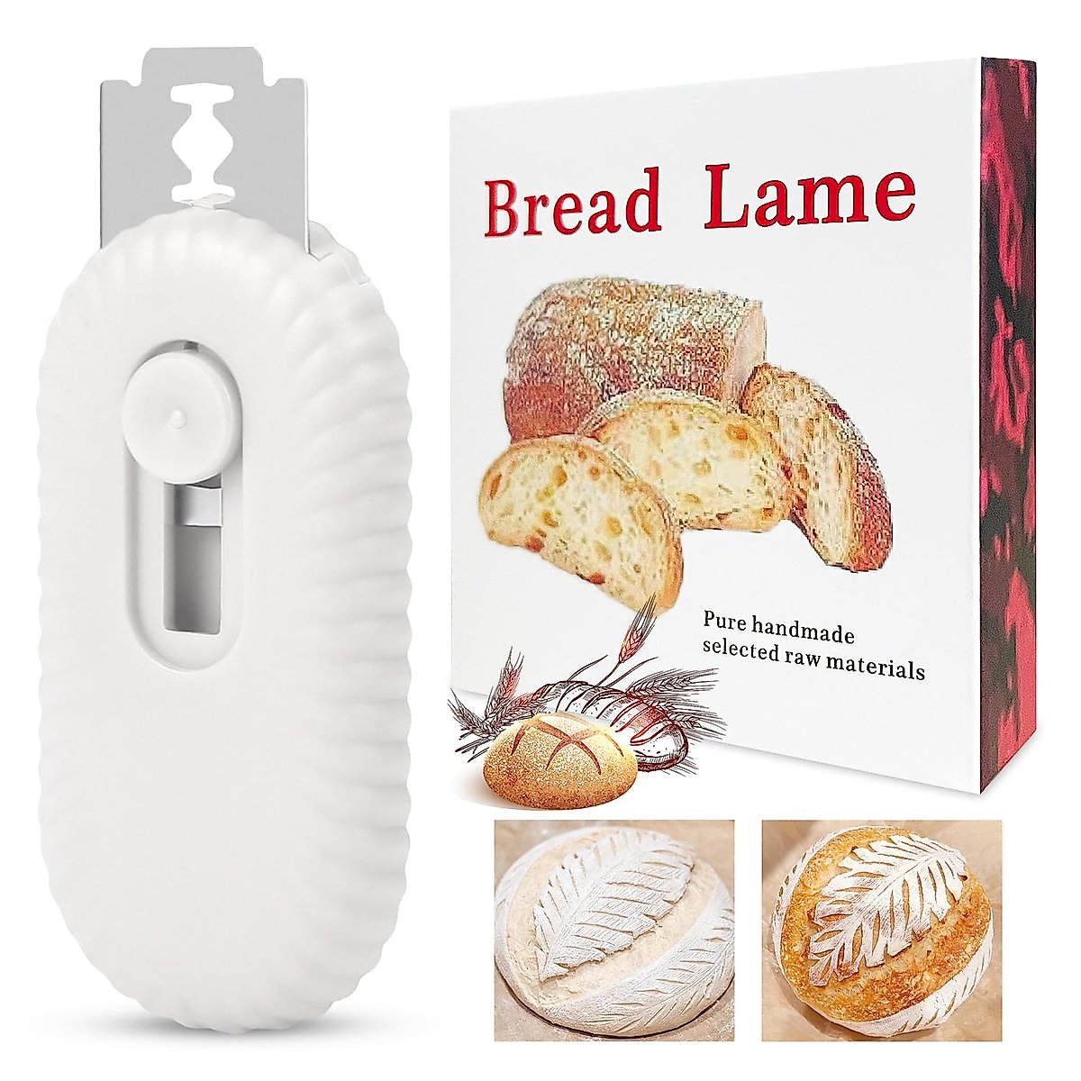 Faweskiy Magnetic Bread Lame Dough Scoring Tool-Sourdough Lame Scoring Tool, Bread Dough Cutter Slashing Razor Tool,Cutting Bread Scoring Tool for Sourdough Bread Baking-Patterns Booklet and 5 Blades