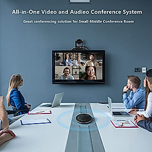 TONGVEO All-in-One Conference Room Video Camera System Bundle HD 1080P 60fps 3X Optical Zoom USB3.0 HDMI PTZ Camera and Bluetooth Conference Speakerphone with Microphones