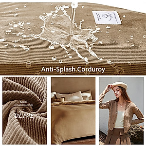 KALIDI Corduroy Tote Bag, Zipper Messenger Bag Shoulder Hobo Anti Splash Crossbody Bag Casual Work Shopping Women Khaki