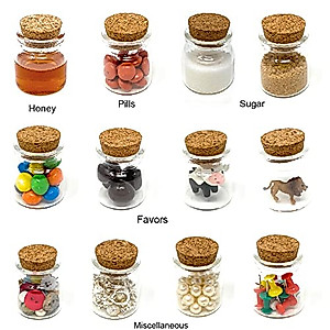AVELLIM Mini Glass Bottles with Cork Stoppers 20ml 1.6”x1.4” Tiny Spell Jars, Wishing Bottles, Message Bottle for Wedding and Baby Shower Favors (16 Pcs)