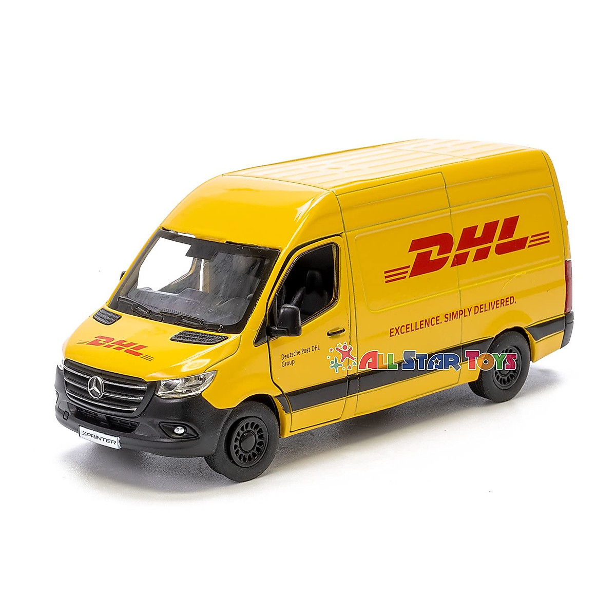 KiNSFUN DHL Mercedes-Benz Sprinter 1:46 Scale 5inch Die Cast Metal Model Toy Cargo Van