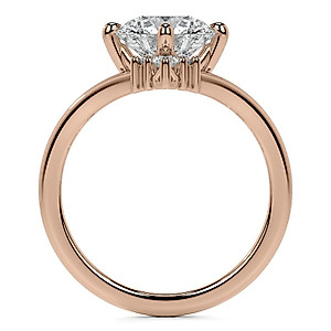 10K Solid Rose Gold Handmade Engagement Ring 2.50 CT Round Cut Moissanite Diamond Solitaire Wedding/Bridal Ring Set for Women/Her, Fancy Ring Gifts for Her