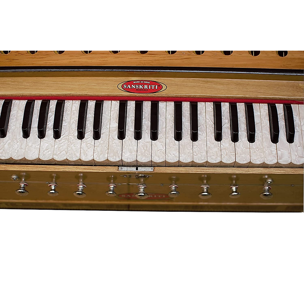 Harmonium by Maharaja Musicals, In USA, 9 Stops, 3 1/2 Octave, Double Reed, Coupler, Natural Color, Standard, Padded Bag, A440 Tuned, Musical Instrument Indian Sangeeta (PDI-AABG)