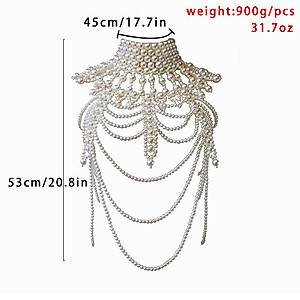 YWCUTE Necklace sexy braid fringe pearl bra sweater chain French fashion multi-layer pearl body chain
