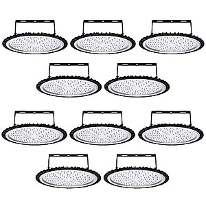 papsbox 10 Pack 300W UFO high Bay Lights,30000LM 6500K Super Bright Daylight White highbay led Light Fixture,110V Area lamp IP65 for Shop Garage Warehouse Workshop Gym Factory Commercial Lighting