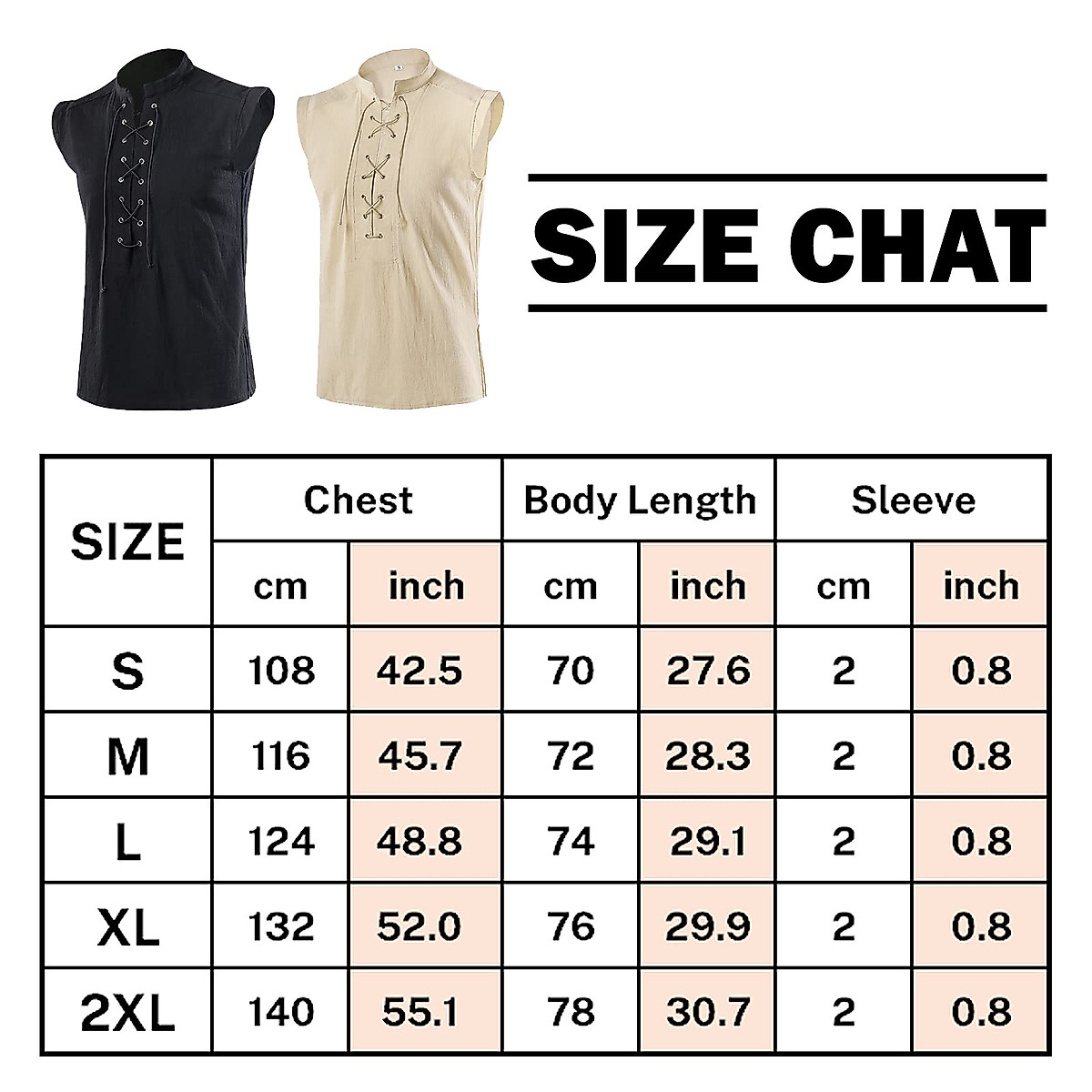 ATTBEA Mens Pirate Renaissance Costume Pirate Shirt Sleeveless Medieval Viking Gothic Celtic Pirate Vest for Men Halloween Costume