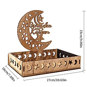 Ochine Ramadan Wood Tray Eid Ramadan Mubarak Square Wooden Serving Tray Eid Mubarak Trays Decoration DIY Wooden Serving Trays Food Dessert Tray Ramadan Decor Gift for Home Table Party Supplies