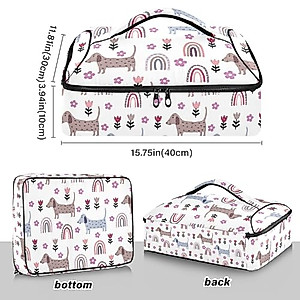 Kcldeci Insulated Thermal Food Carrier Insulated Casserole Carrier for Hot or Cold Food,Dogs Tulips Daisies Insulated Tote Bag for Potluck Cookouts Parties Picnic,Lasagna Lugger