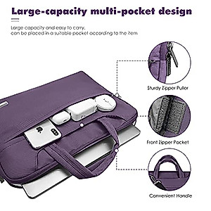 Qishare 13.3 14 inch Laptop Case Laptop Shoulder Bag, Multi-Functional Notebook Sleeve Carrying Case with Strap for Samsung Acer Asus Lenovo Yoga MacBook pro 13 Ultrabook Chromebook(Purple)