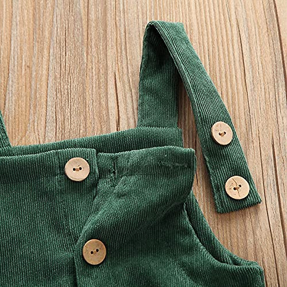 Liyamiee Baby Boy Girl Corduroy Overalls Solid Suspender Bib Pants One-Piece Strap Jumpsuit Pocket Fall Winter Outfit (Green Overall, 12-24 Months) …