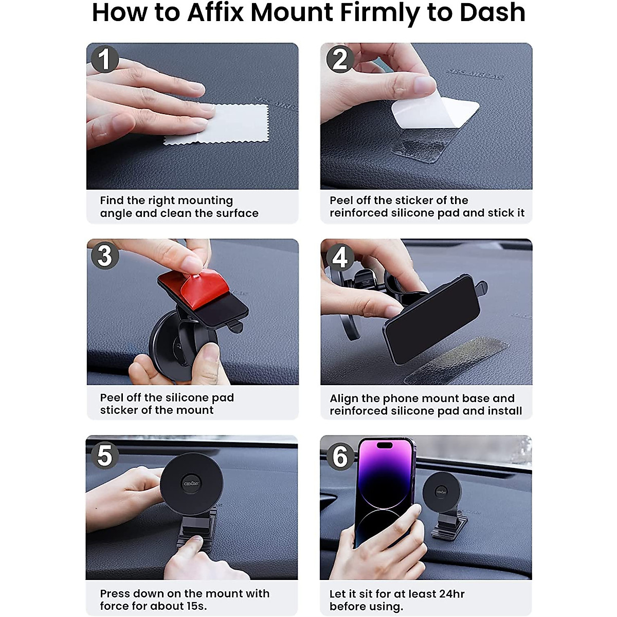 Ciencimy Compatible with Magsafe Car Mount, Magnetic Dashboard Car Mount Fit for MagSafe Case iPhone 14 13 12 Pro Max Mini Plus, 360° Adjustable, Strongest Magnet Magnetic Car Mount for All Phone