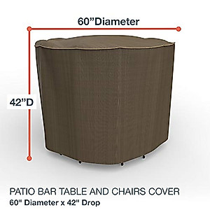 Budge StormBlock Hillside Patio Bar Table and Chairs Cover Premium, Outdoor, Waterproof, Medium, Black and Tan Weave