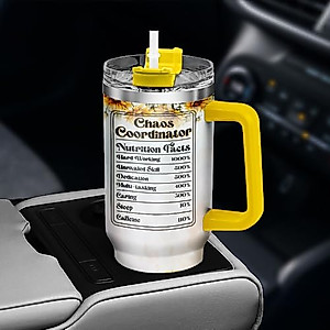 UNILYLY Chaos Coordinator Nutrition Facts, Rainbow Leopard Handle Flower Black Floral, Tumbler 40 Oz With Handle Lid And Straw, Chaos Coordinator Gifts, Floral Coffee Hot And Iced