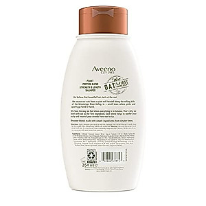 Aveeno Strength & Length Plant Protein Blend Shampoo, Vegan Formula for Strong Healthy-Looking Hair, White, 12 Fl Oz