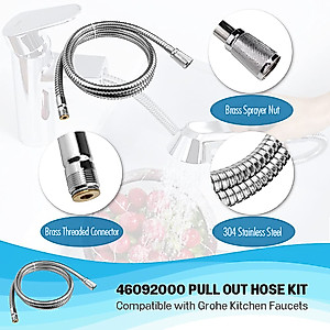 Pull Down Kitchen Faucet Hose Faucet Extender 46092000, Sink Hose Attachment for Faucet for Grohe Kitchen Faucets, Alira and Ladylux and Euro Plus, 59" Inches Chrome Finish