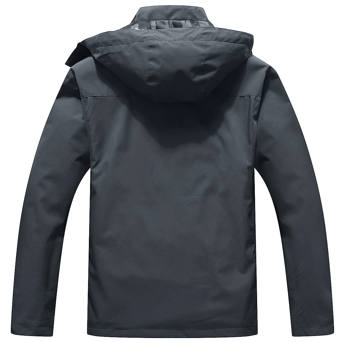 OTU Men's Lightweight Waterproof Hooded Rain Jacket Outdoor Raincoat Shell Jacket for Hiking Travel Darkgrey M