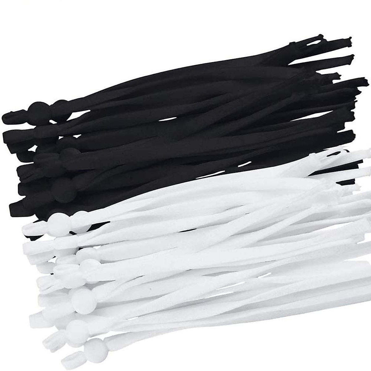 Atoli 100 Elastic Band with Adjustable Buckle High Elastic Rope DIY Handicraft Elastic Cord Ear Hanging Cord Ear muff Cord Mask Elastic Cord Black and White