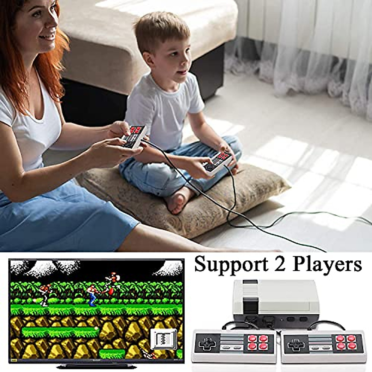 Retro Game Console, Classic Handheld Video Game Console, Built-in 620 in 1 FC Classic Video Games- AV Output Mini NES Console Plug and Play with 2 Controllers for Kids and Adults, Birthday Gift.