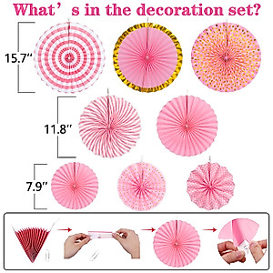 Moon Boat 35PCS Party Decorations Paper Fan Hanging Set - Birthday,Bridal/Baby Shower,Bachelorette,Wedding Decor (Pink)