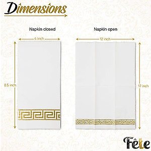 Decorative Hand Towels, Gold design 50 Disposable Linen-Feel Guest Towels – Formal Dinner, Anniversary, Wedding Napkins for Tables, Guestrooms, Restrooms, 8.5x4-Inches Folded, [Gold 50 Pack]