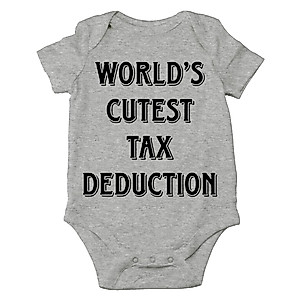 AW Fashions World's Cutest Tax Deduction Baby Bodysuit Adorable Newborn Infant Girl Romper Boy Clothes (Newborn, Sports Grey)