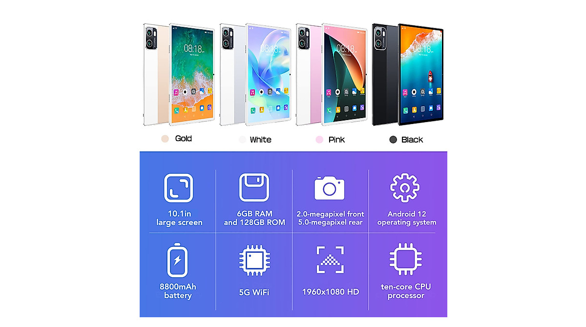 5G Tablet - High Performance 10.1" Silver Display