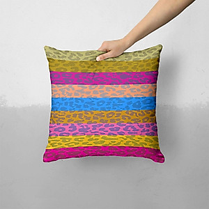 iiRov Neon Striped Cheetah Animal Print - Custom Decorative Home Decor Indoor or Outdoor Throw Pillow Cover Plus Cushion Set for Sofa, Bed or Couch (Pillow CASE Cover Plus Cushion)